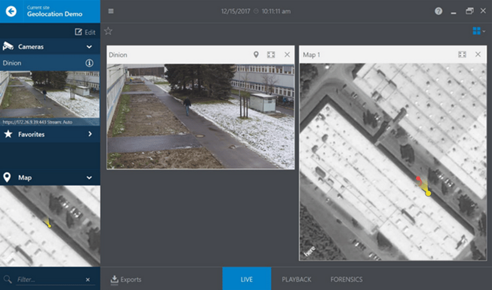 Target Geolocation Using Security Cameras and Map-Based VMS Software